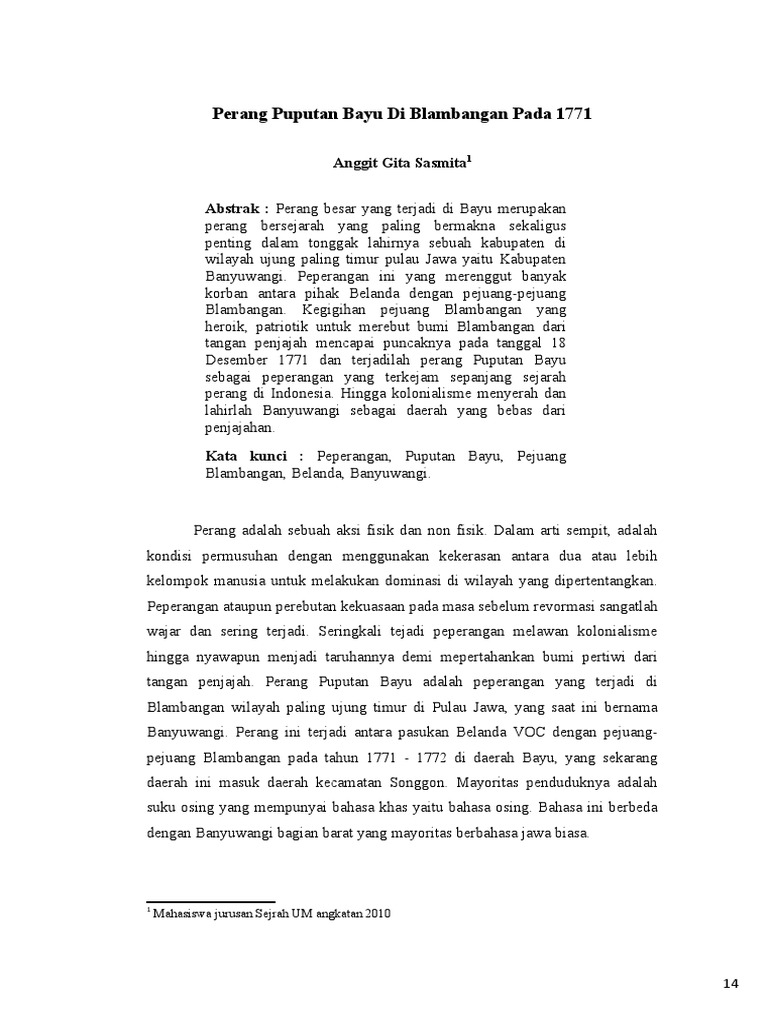 Sejarah Perang Puputan Bayu | PDF