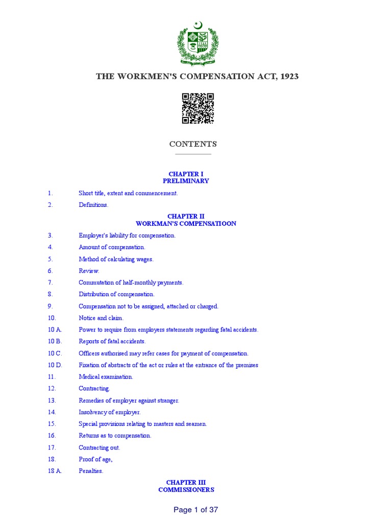 Workmen's Compensation Act, 1923 | PDF | Workers' Compensation | Justice