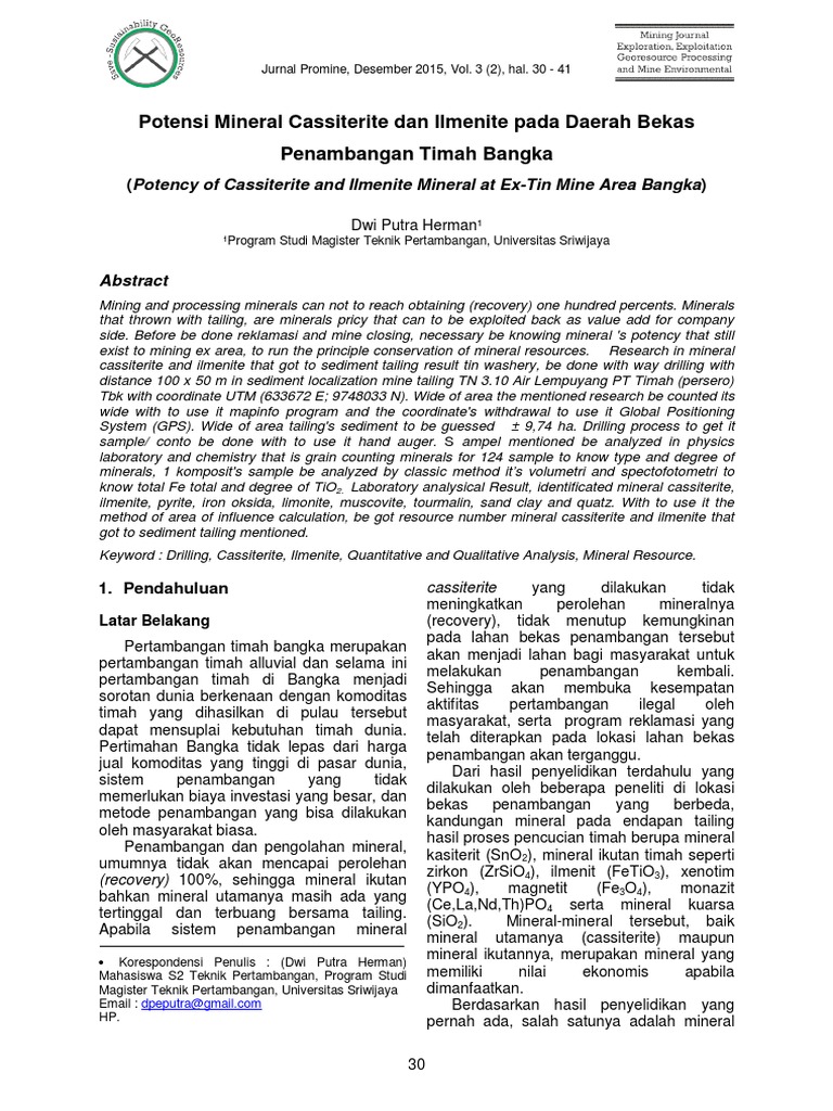 1 Potensi Mineral Timah | PDF | Chemical Compounds | Chemical Substances