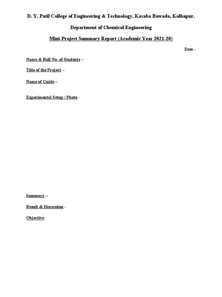 One Page Report Format | PDF
