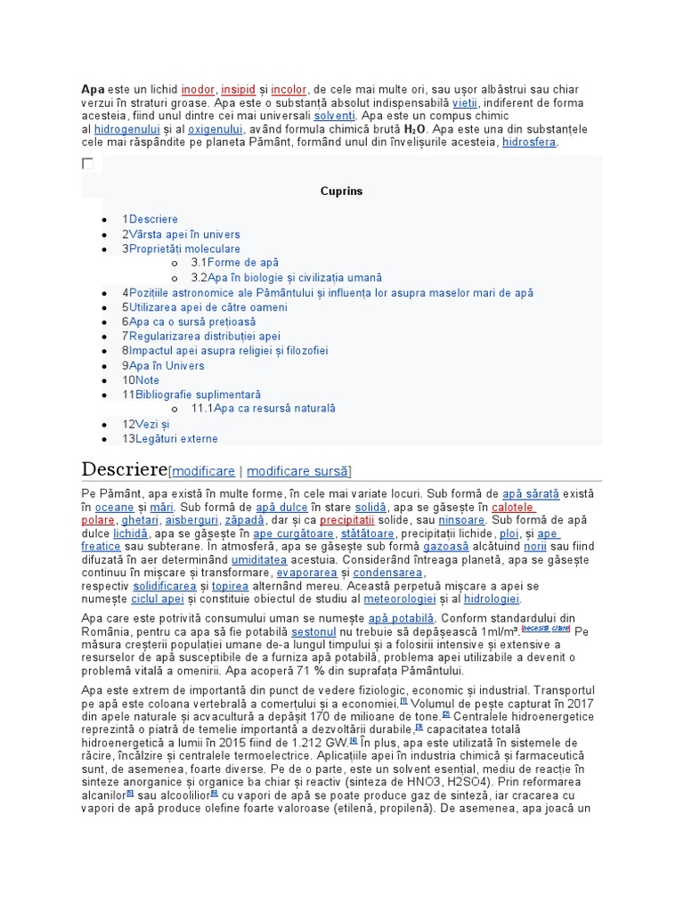 Descriere: Apa Este Un Lichid | PDF