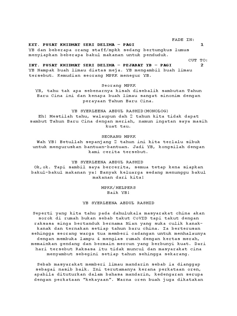 CNY Script | PDF | Perjalanan | Kajian Bahasa Asing