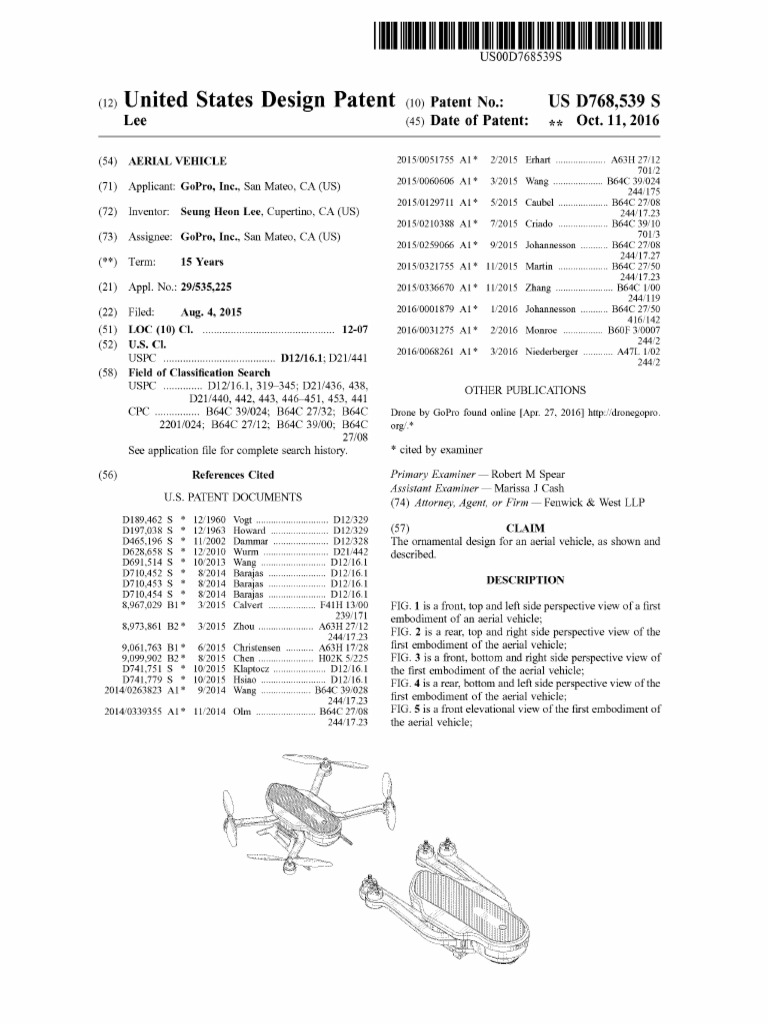 United States Design Patent (10) Patent No.: US D768,539 S | PDF ...
