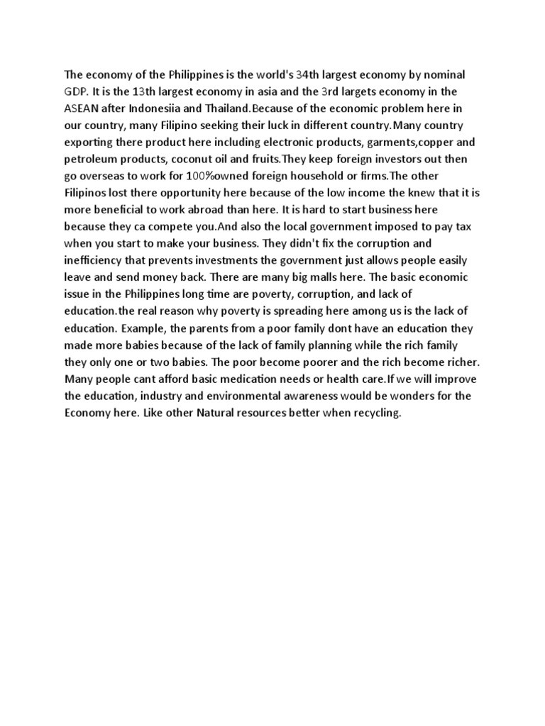 Reaction Paper of Economy of The Philippines | PDF