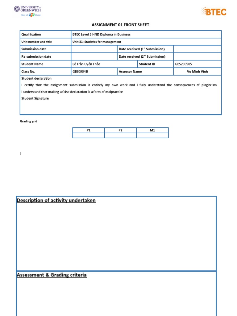 BTEC Level 5 HND Business Assignment | PDF | Career & Growth