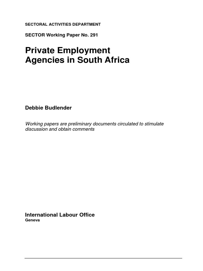 Private Employment Agencies in South Africa - International Labour ...
