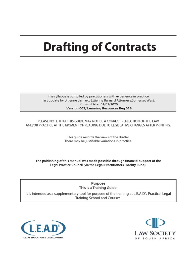Drafting of Contracts - 2020 | PDF | Guarantee | Contractual Term