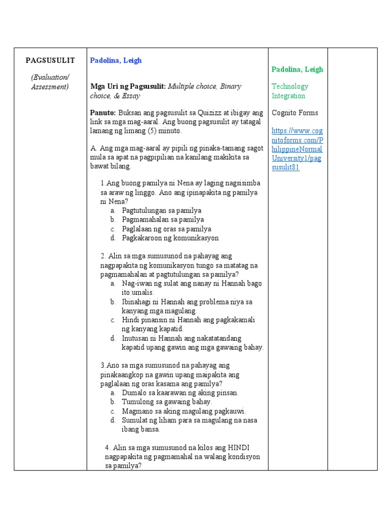 Lesson Plan Pagsusulit | PDF