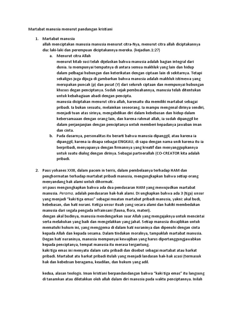 Martabat Manusia Menurut Pandangan Krist | PDF