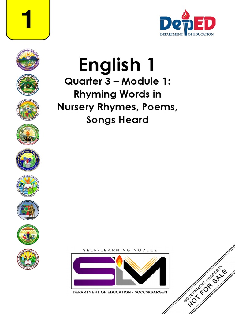 ENGLISH GRADE 1 QUARTER 3 MODULE 1 Rhyming Words in Nursery Rhymes ...