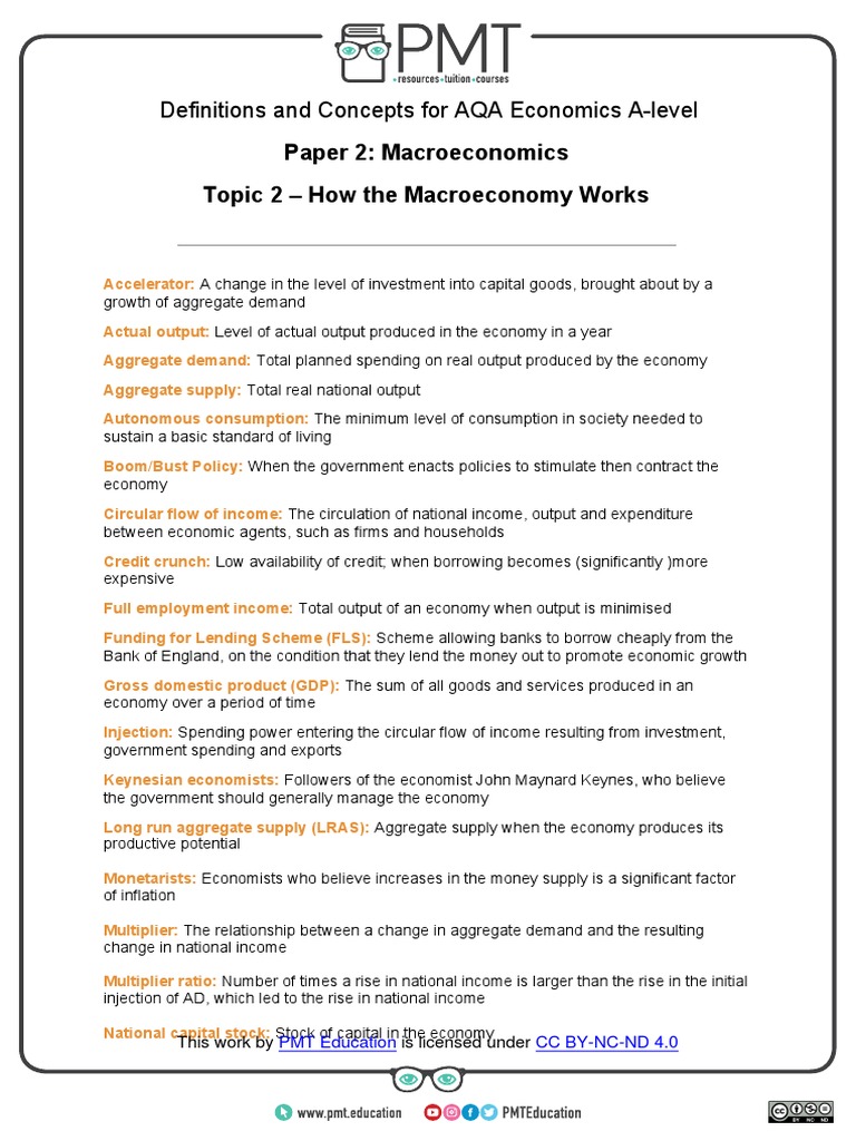 AQA Economics A-Level Macroeconomics Terms | PDF | Macroeconomics ...