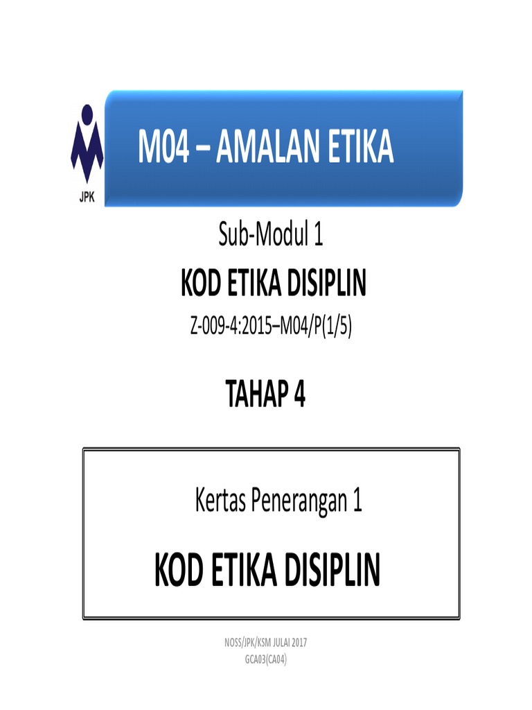 M04 - Amalan Etika: Kod Etika Disiplin Tahap 4 | PDF