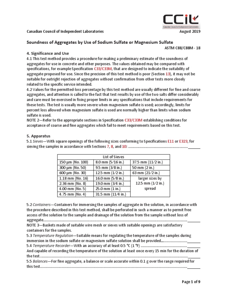ASTM C88 C88M 18 Aug 2019 | PDF | Chemical Substances | Chemistry