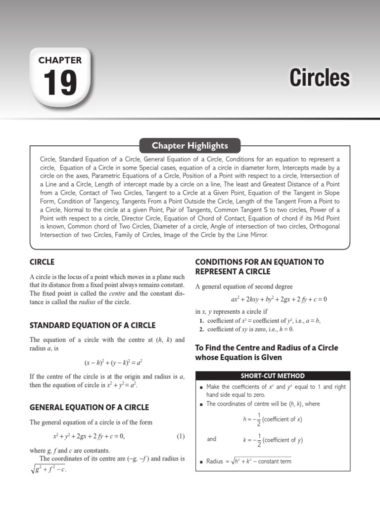Circles: Chapter Highlights | PDF | Circle | Elementary Geometry