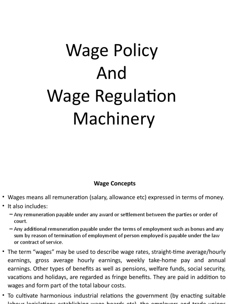 Wage Policy and Wage Regulation Machinery | PDF | Employment | Wage