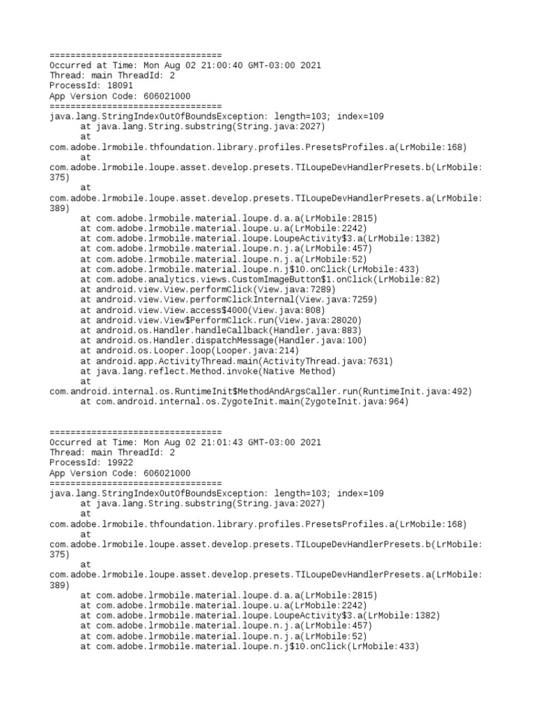 Crashes | PDF | Java (Programming Language) | Thread (Computing)