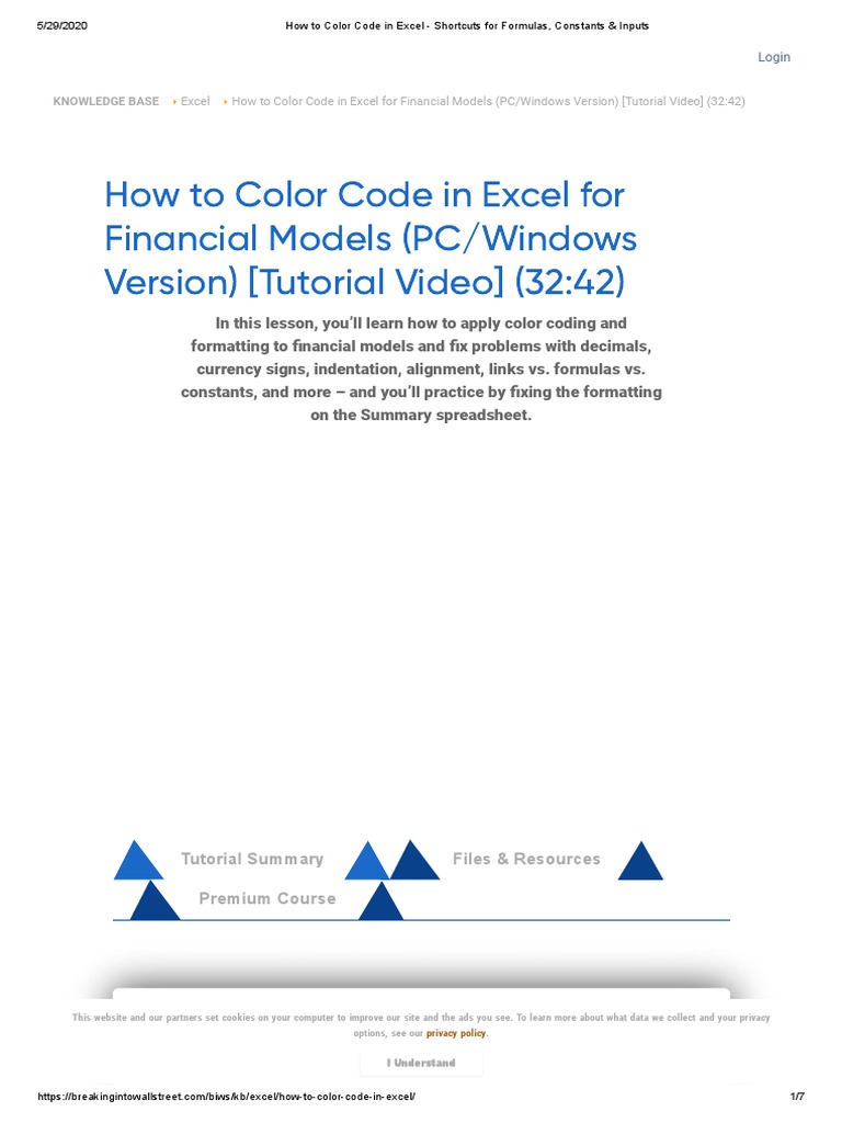 How To Color Code in Excel - Shortcuts For Formulas, Constants & Inputs | PDF | Microsoft Excel ...
