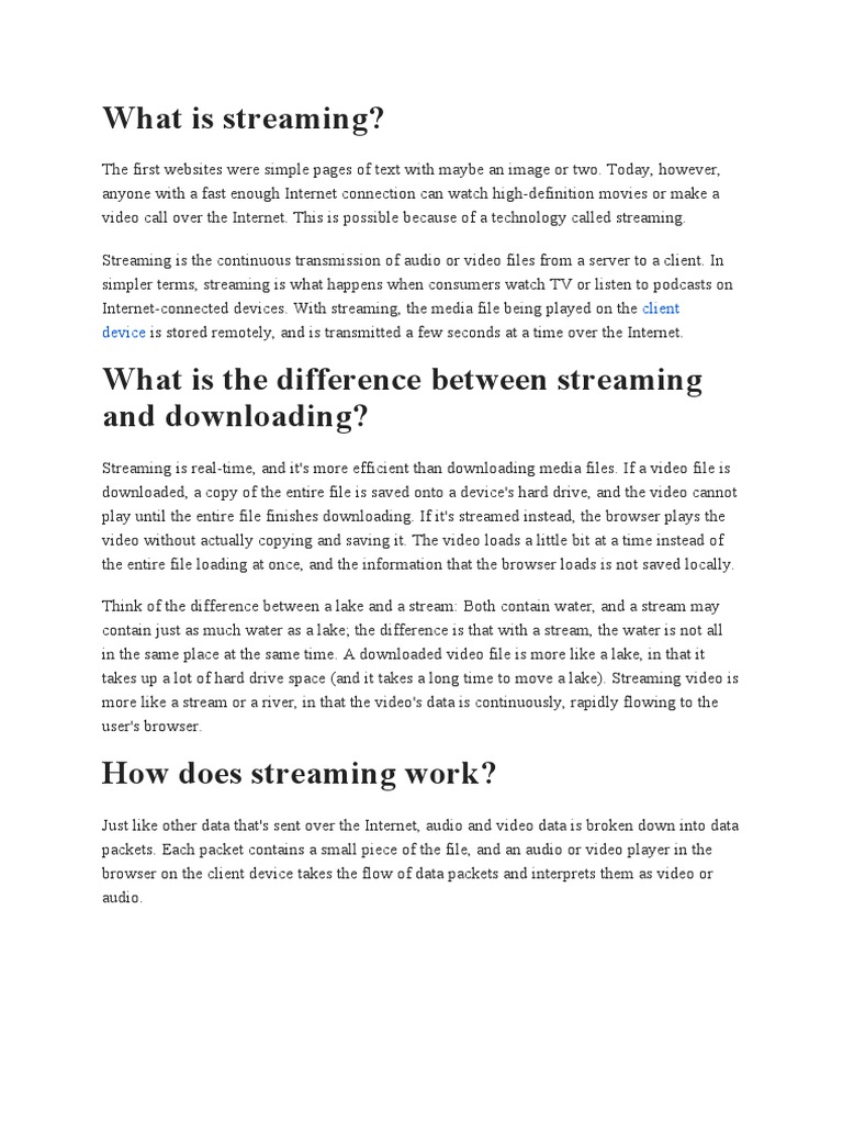 What Is Streaming?: Client Device | PDF | Streaming Media ...