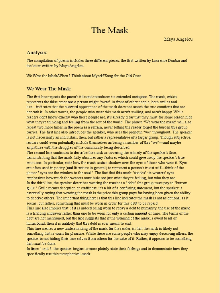 The Mask | PDF | Poetry | Plessy V. Ferguson