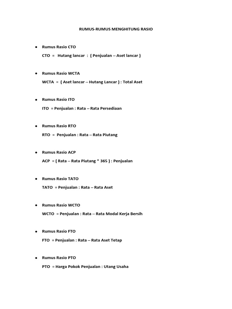 Rumus - Rumus Menghitung Rasio | PDF