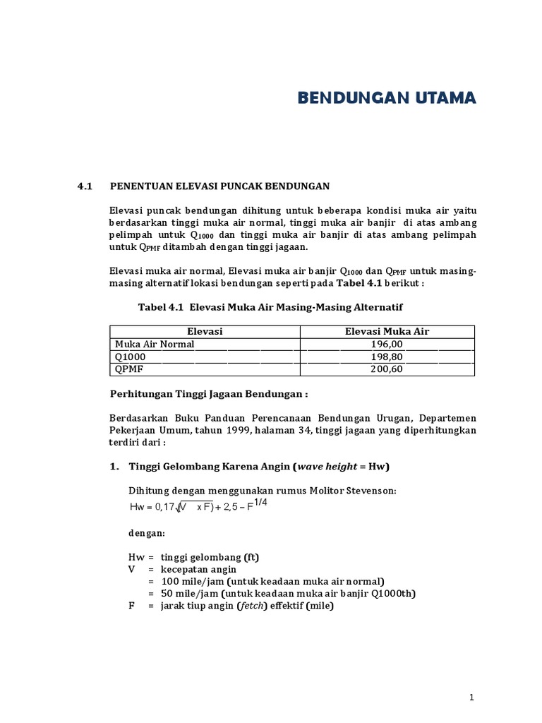 Desain Bendungan Meninting PDF | PDF