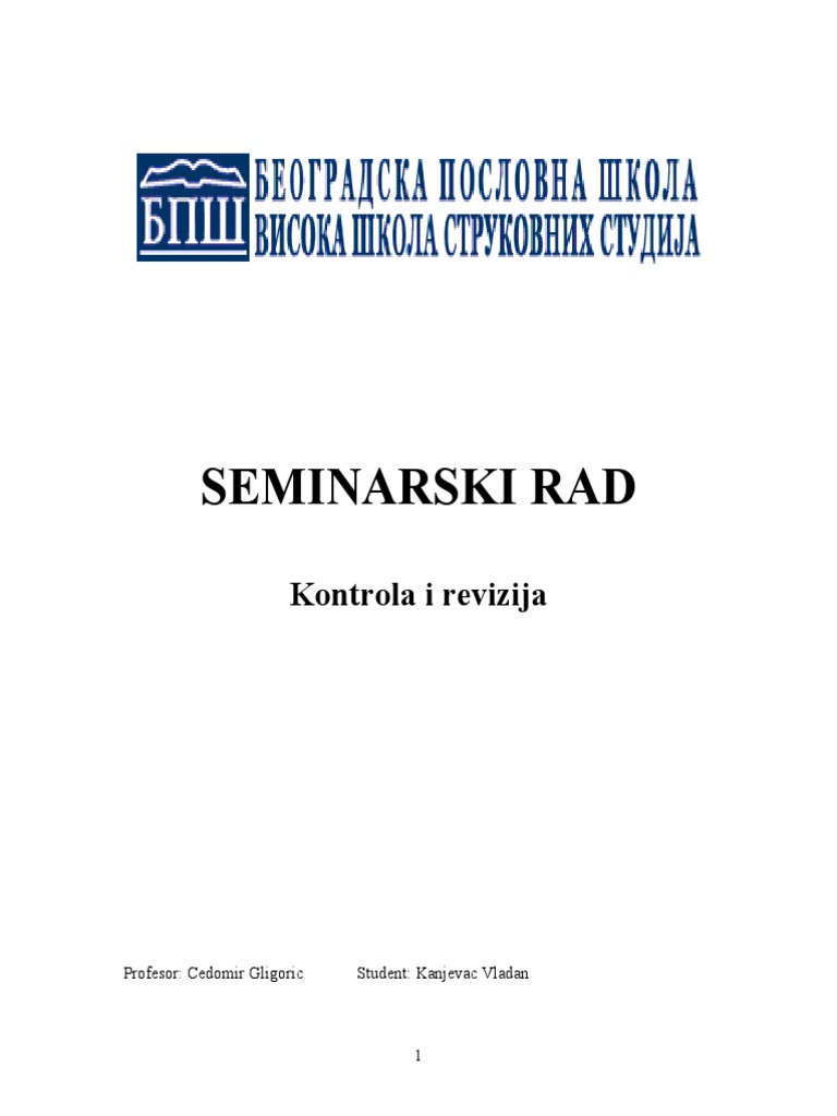 Kontrola I Revizija | PDF