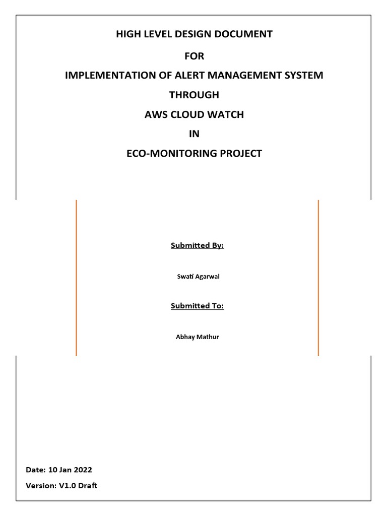 High Level Design Document FOR Implementation of Alert Management ...