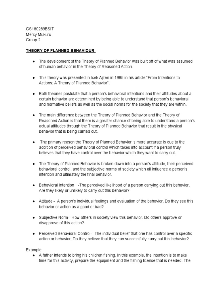 Theory of Planned Behaviour | PDF | Behavior | Intention