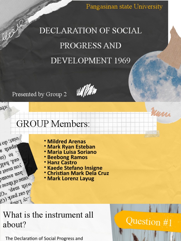 Group 2 - DECLARATION OF SOCIAL PROGRESS AND DEVELOPMENT 1969 ...