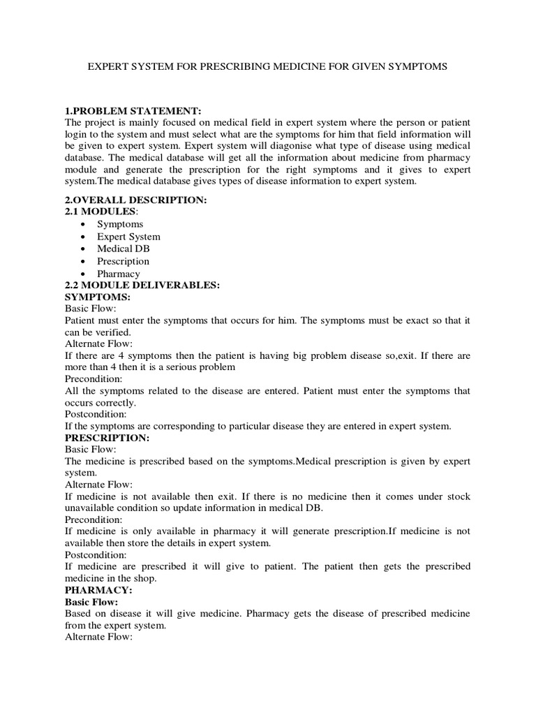Expert System for Medical Prescriptions | PDF | Medical Prescription ...