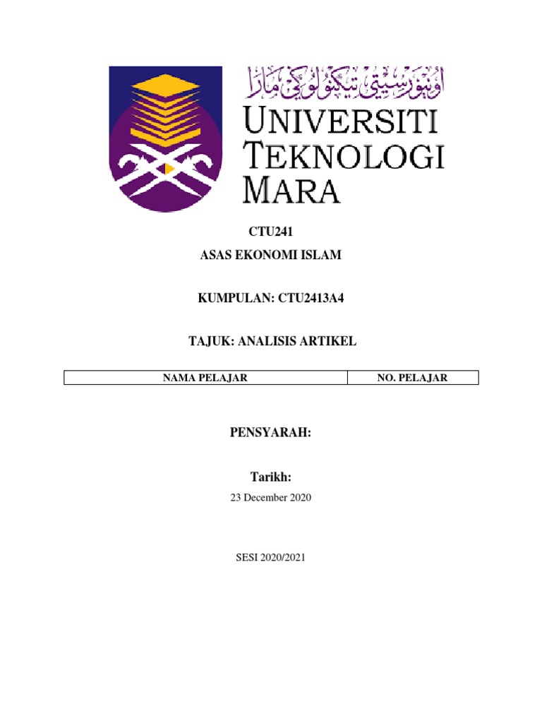 CTU241 Analisa Artikel (Group Assignment) | PDF