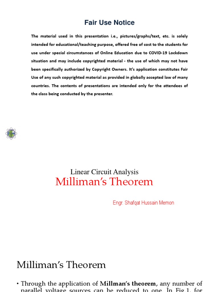 Milliman Theorem | PDF | Electronic Engineering | Electronic Circuits