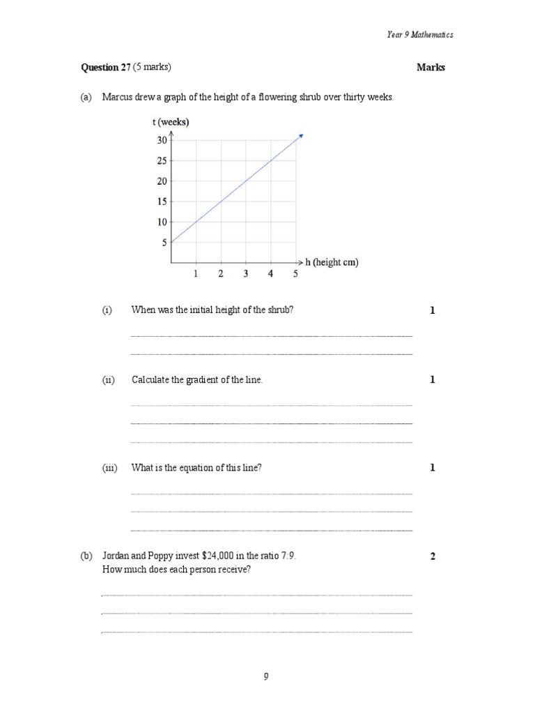Year 9 Exam 2 | PDF