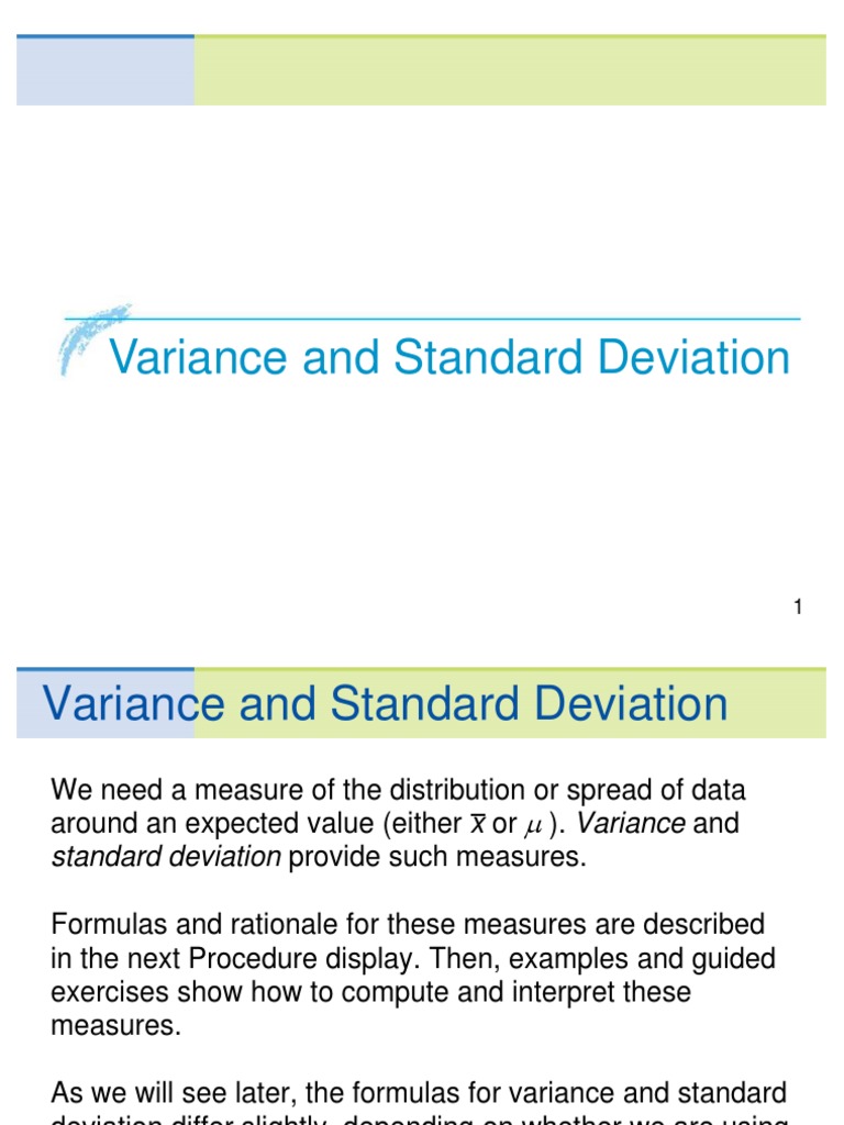 Understanding Variance and Standard Deviation | PDF | Standard Deviation | Variance