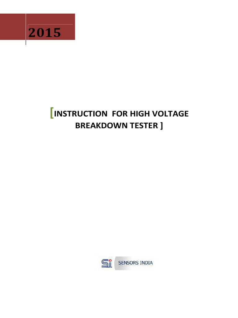 High Voltage Breakdown Tester Guide | PDF | Electrical Breakdown ...