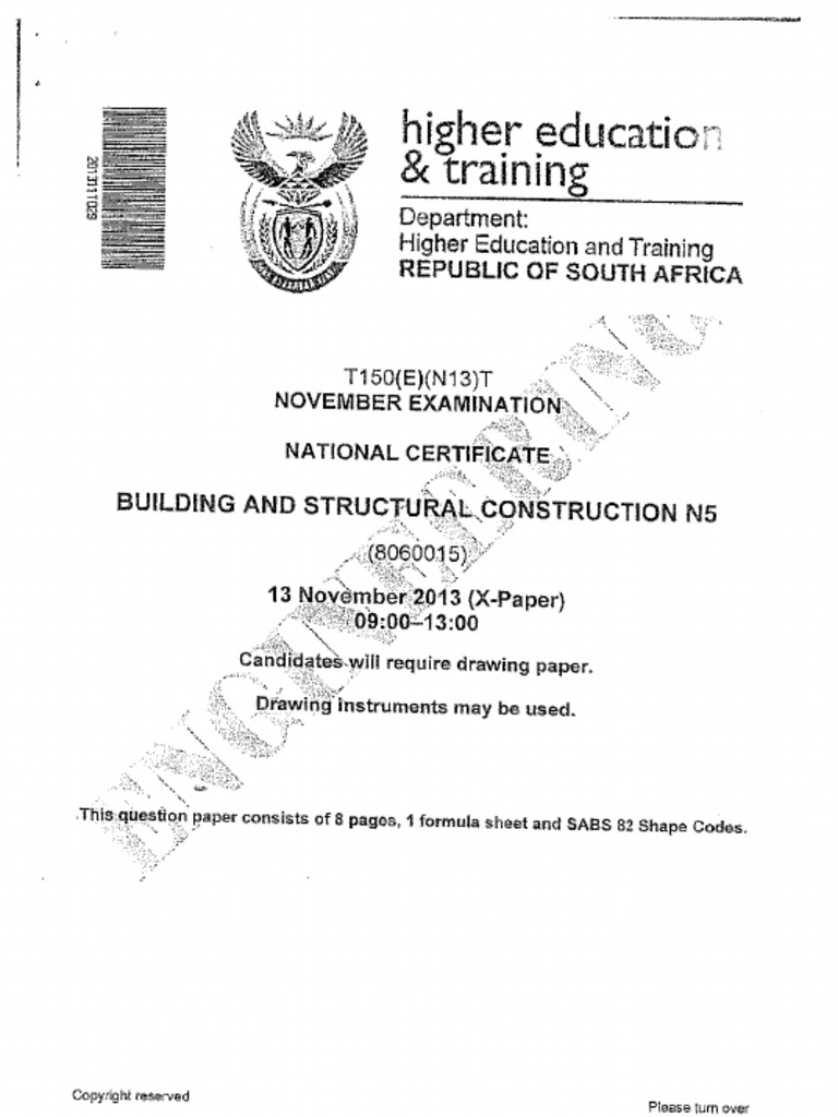 N5 Building and Structural Construction 13 Nov 2013 | PDF