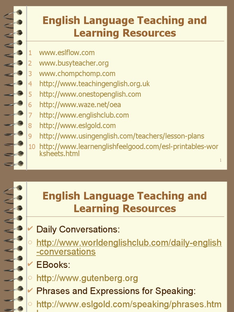 English Language Teaching and Learning Resources | PDF | English ...