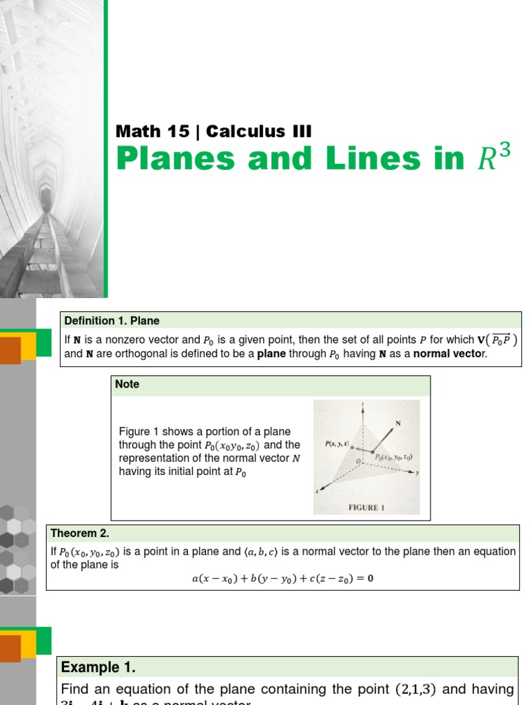 Planes and Lines in : Math 15 - Calculus III | PDF | Plane (Geometry ...