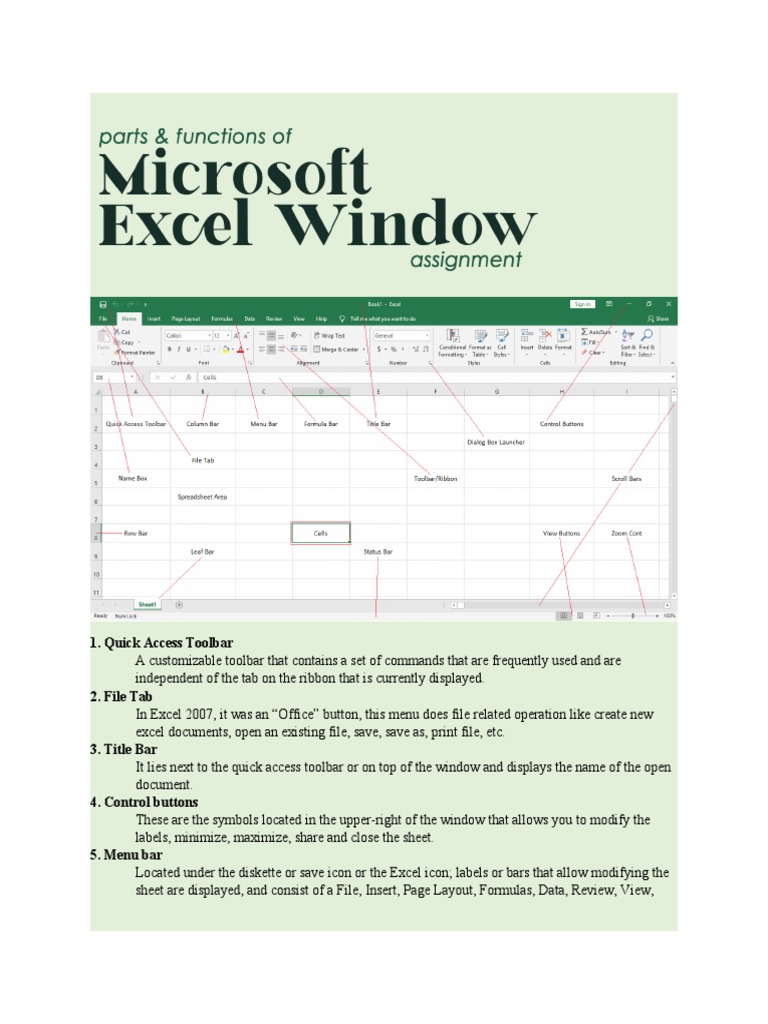 Parts and Functions of Excel | PDF | Microsoft Excel | Icon (Computing)