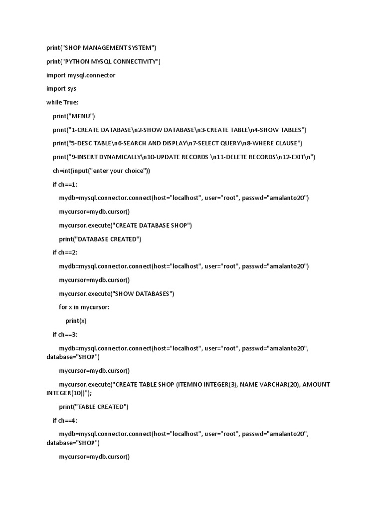 Grocery Store Management System in Python | PDF | Databases | Computer Science