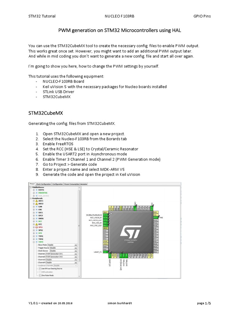 STM32 Tutorial 02 - PWM Generation Using HAL (And FreeRTOS) | PDF | Computer Science | Computing