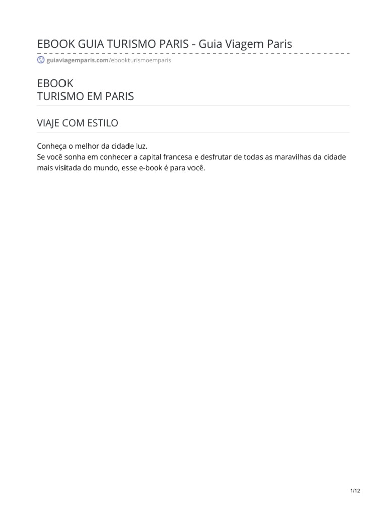 Guia Completo de Turismo em Paris | PDF | Turismo | Paris