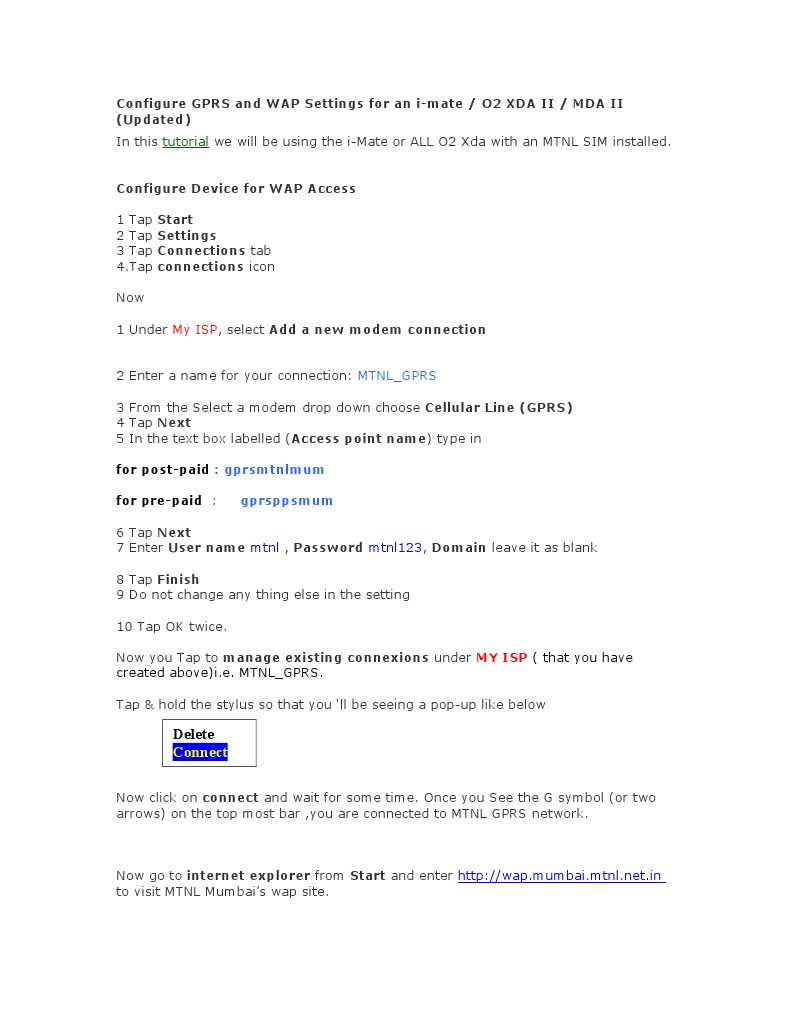 GPRS & WAP Setup for i-mate/O2 XDA II | PDF | Finance & Money ...