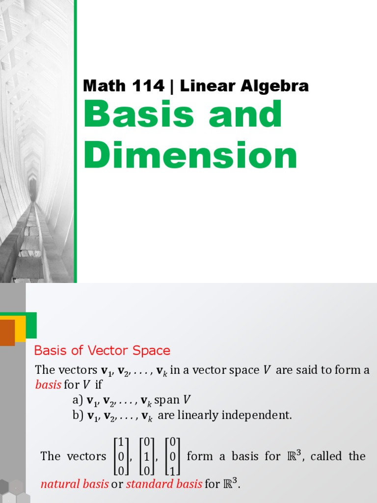 Linear Algebra 20 Basis and Dimension | PDF