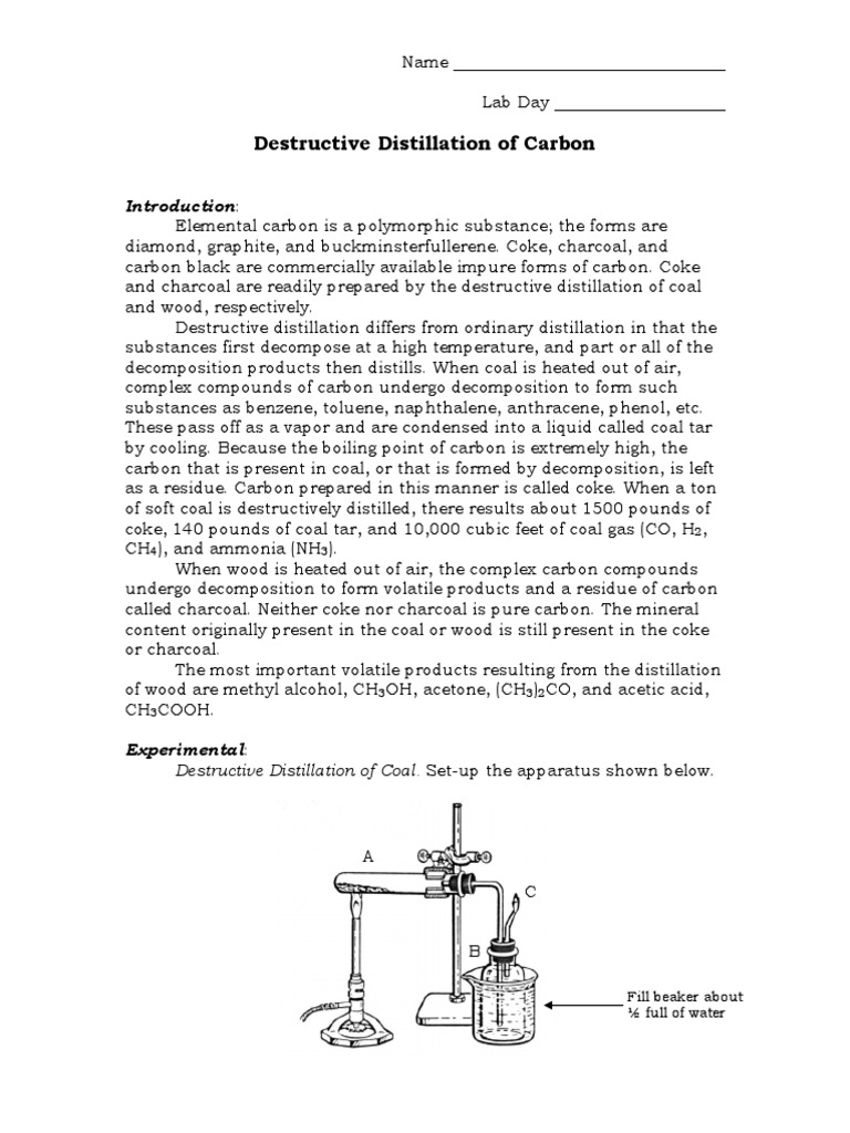 Destructive Distillation of Wood Experiment | PDF | Combustion ...
