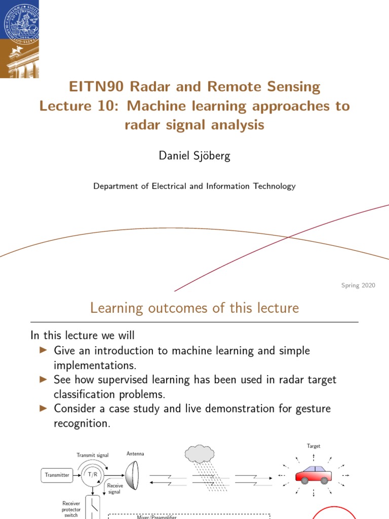 EITN90 Radar and Remote Sensing Lecture 10: Machine Learning Approaches ...