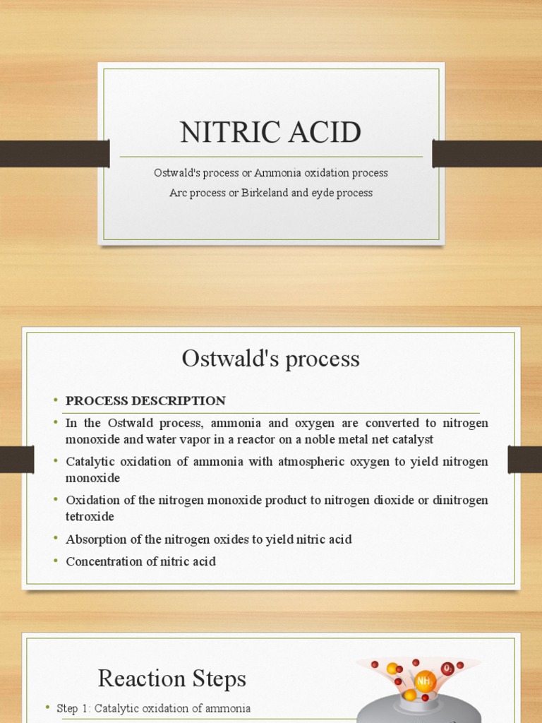 Nitric Acid: Ostwald's Process or Ammonia Oxidation Process Arc Process ...
