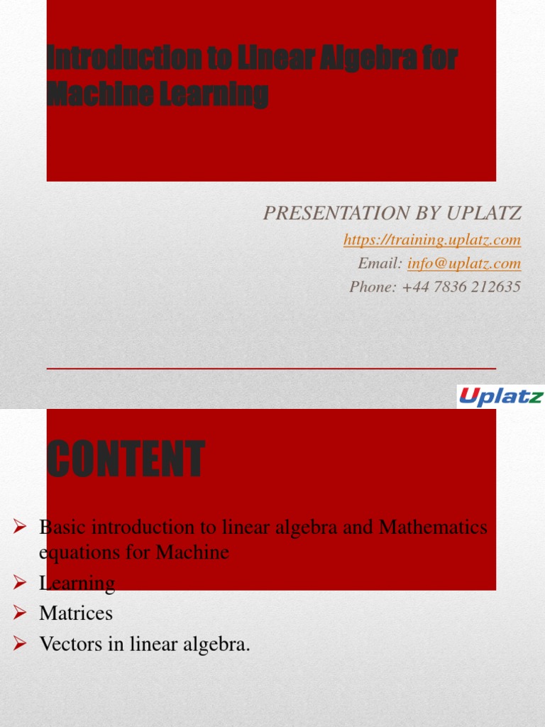 Linear Algebra For Machine Learning | PDF | Matrix (Mathematics ...