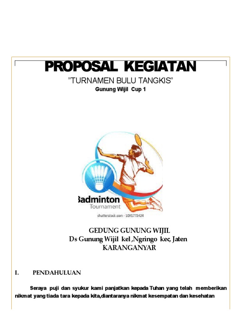 Contoh Proposal Turnamen Bulu Tangkis | PDF