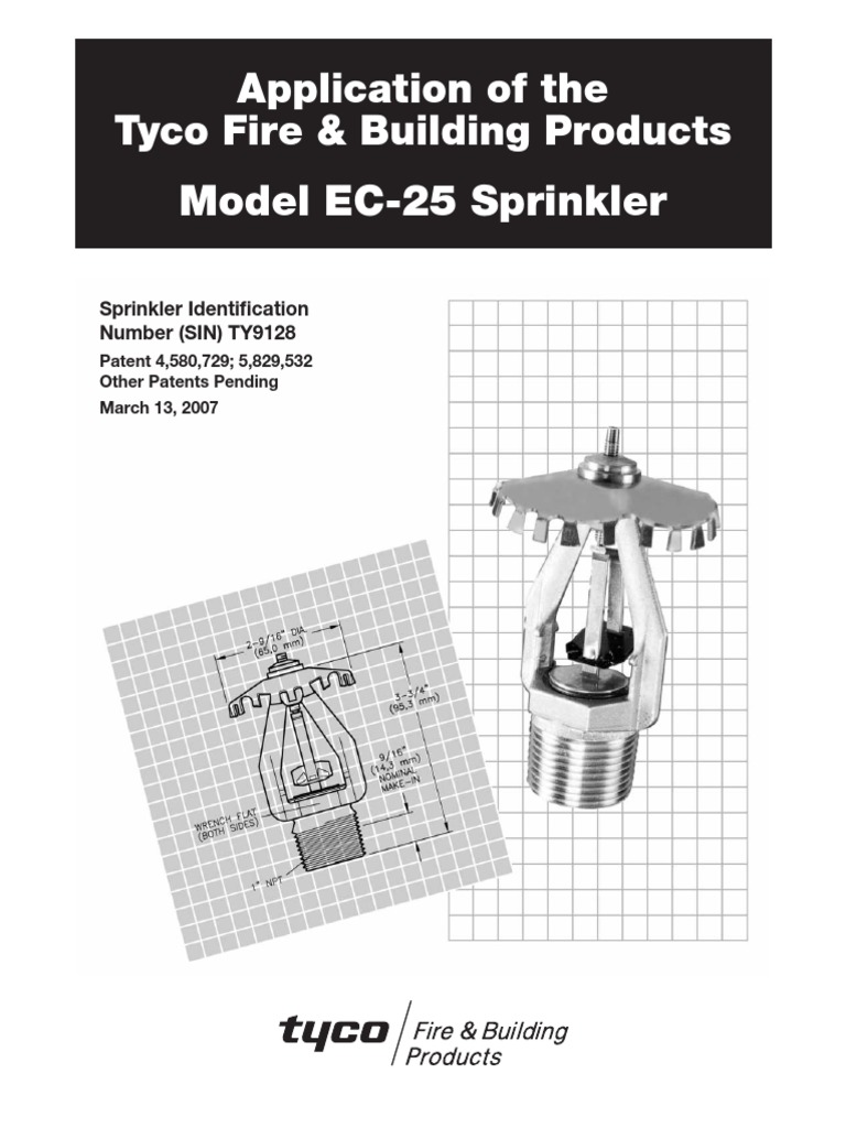 Model EC-25 Sprinkler: Application of The Tyco Fire & Building Products ...